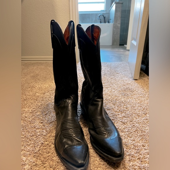 Lucchese | Shoes | Black Cowhide Lucchese Bart Cowboy Boots Worn Maybe ...